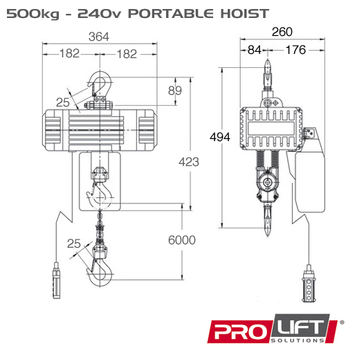 500kg Portable Hoist (PPH500) - Prolift Solutions Pty Ltd